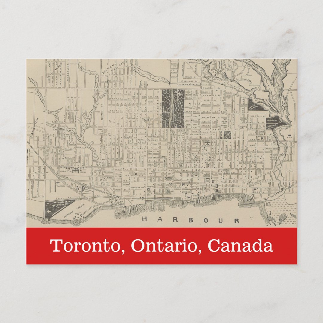 Historical, Vintage Map of Toronto, Canada Postcard | Zazzle