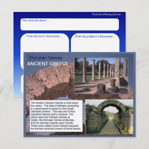 History, Ancient Greece, Olympian Games Postcard | Zazzle