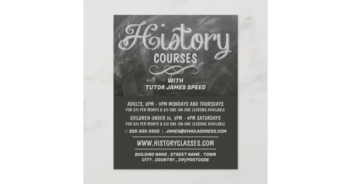History Blackboard, History Course Advertising Flyer | Zazzle