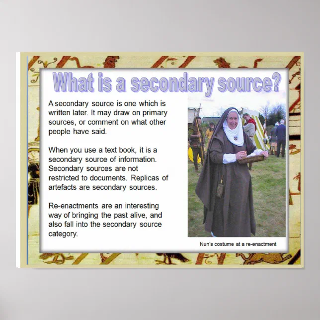 History, medieval, What is a secondary source? Poster | Zazzle