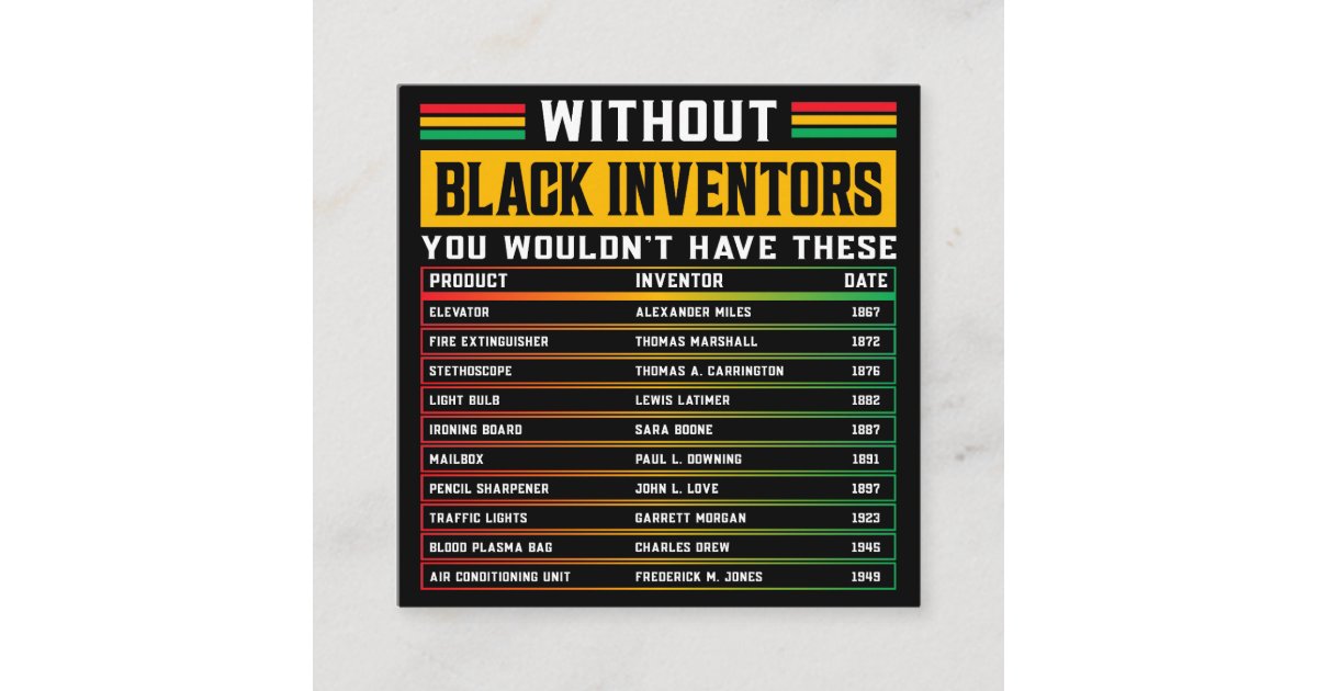 History Of Forgotten Black Inventors Black History Square Business Card ...
