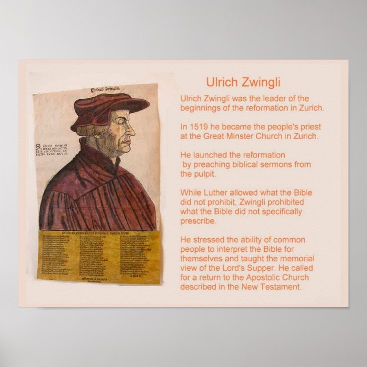 History, Religion, Reformation, Ulrich Zwingli Poster | Zazzle