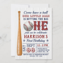 Hitting The Big One Baseball 1st Birthday Invitation | Zazzle