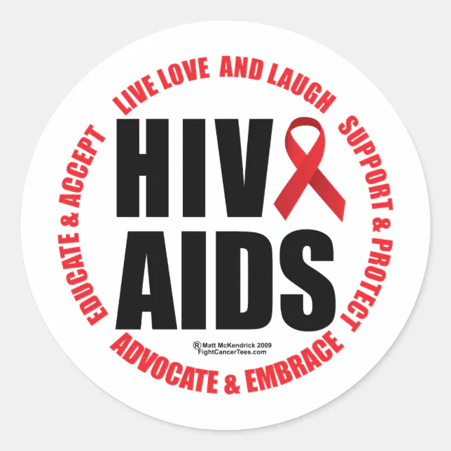 HIV/AIDS Live Love Laugh Classic Round Sticker | Zazzle