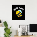Hive Five Funny High Five Bee Pun Dark BG Poster | Zazzle