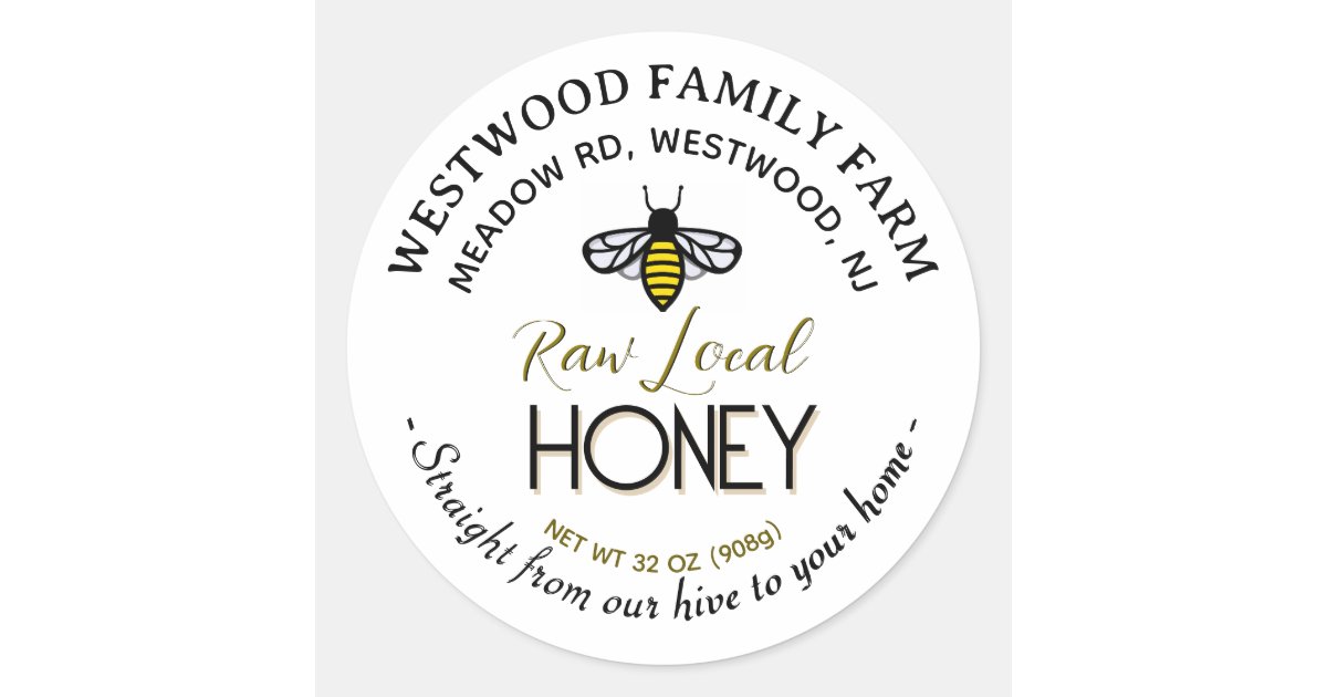 Hive to Home Honey Label with Bee | Zazzle