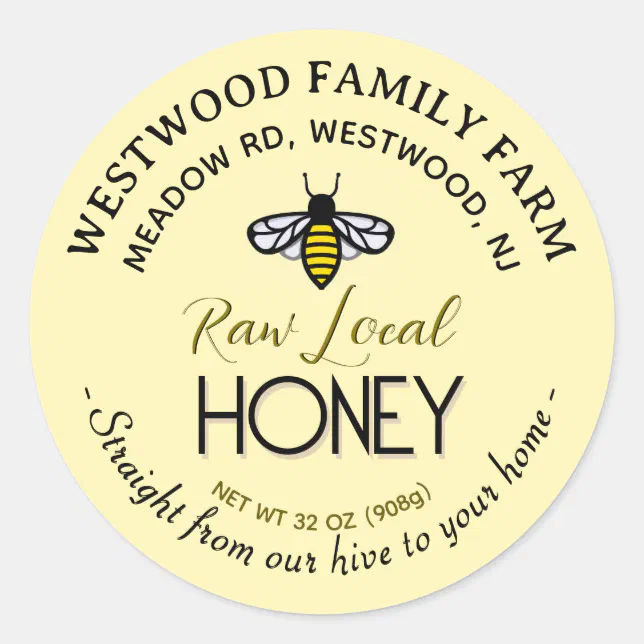 Hive to Home Honey Label with Bee Yellow | Zazzle