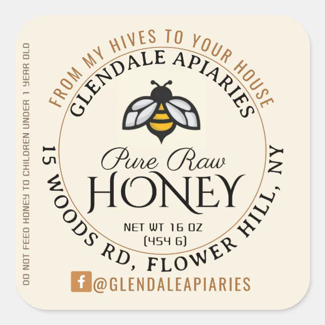 Hives to House Pure Raw Honey Honeybee Sticker | Zazzle