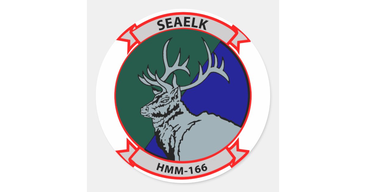 HMM-166 insignia Classic Round Sticker | Zazzle