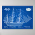 HMS Beagle Tall Ship - Ship Blueprint ABD Poster | Zazzle