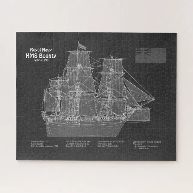 HMS Bounty - Ship Blueprint Plans PD Jigsaw Puzzle | Zazzle
