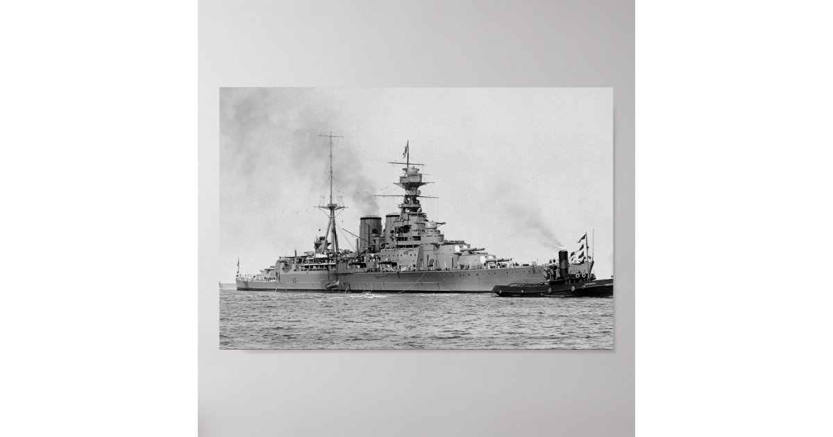HMS Hood - Vintage Nautical Battlecruiser Poster | Zazzle