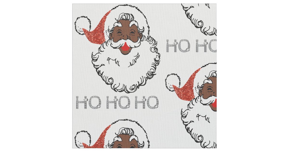 ho black santa fabric | Zazzle