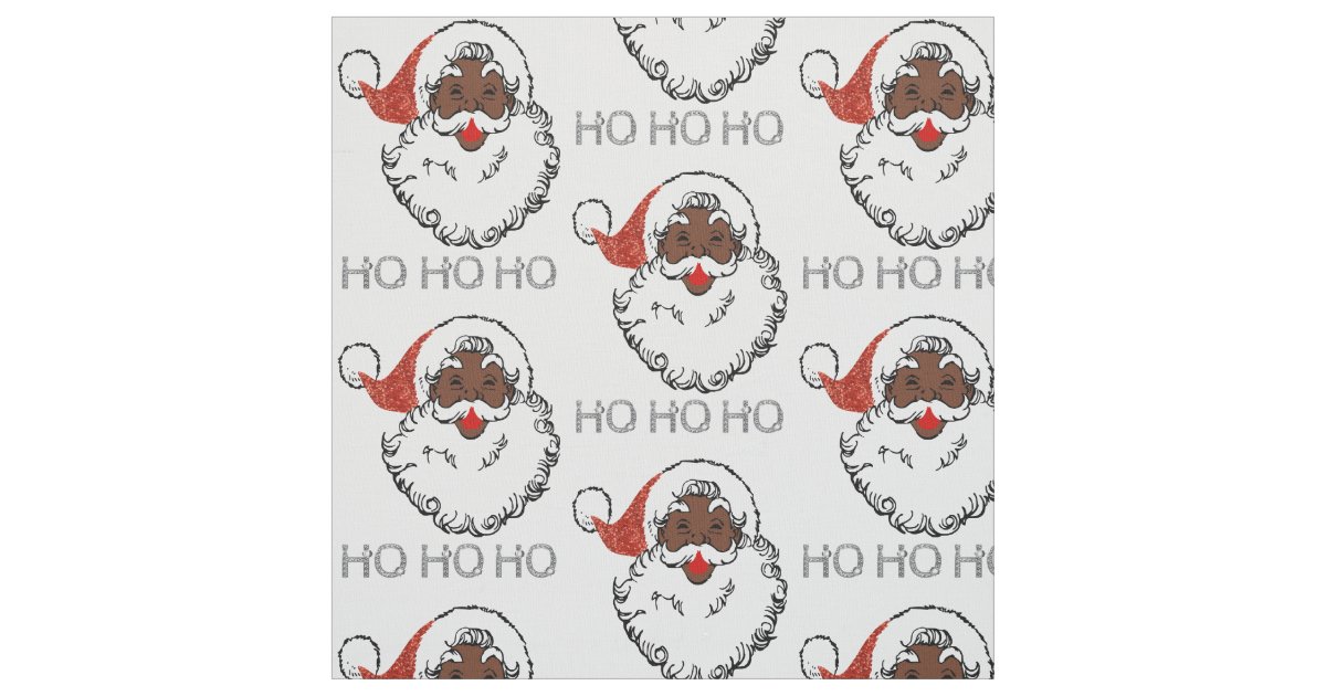 ho black santa fabric | Zazzle