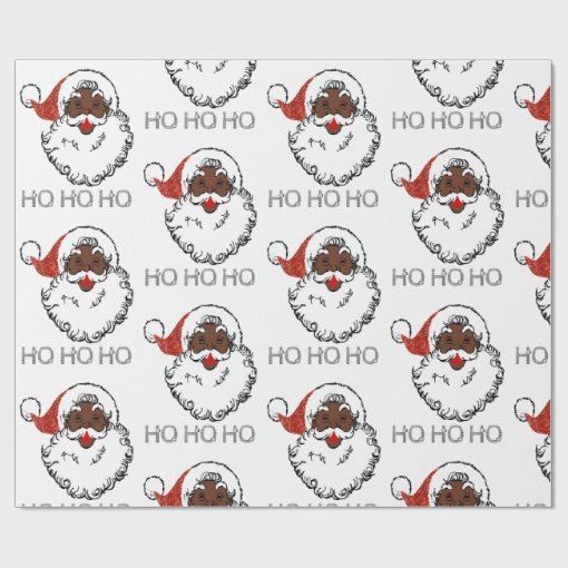 ho black santa wrapping paper | Zazzle