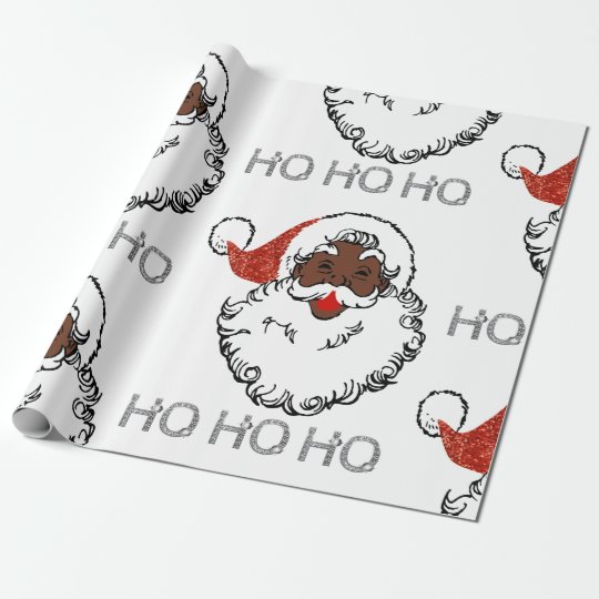 ho black santa wrapping paper | Zazzle.com