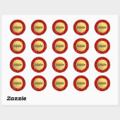 HO HO HO Christmas Holiday Red Gold dots Foil Classic Round Sticker ...