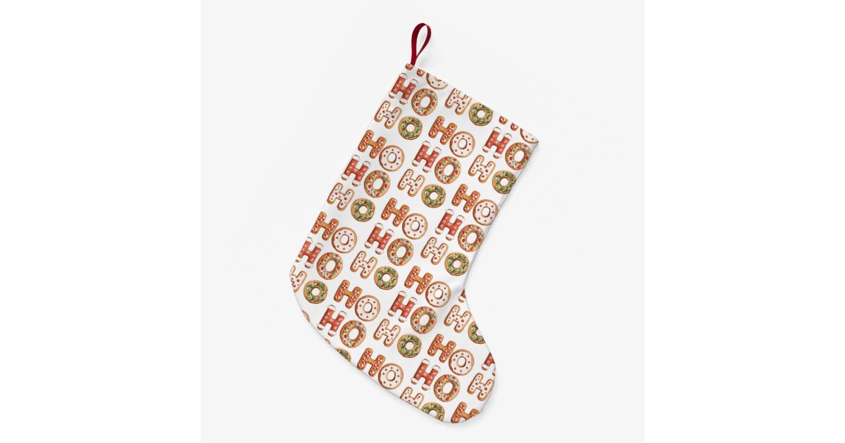 Ho Ho Ho Gingerbread Cookie Christmas Small Christmas Stocking | Zazzle
