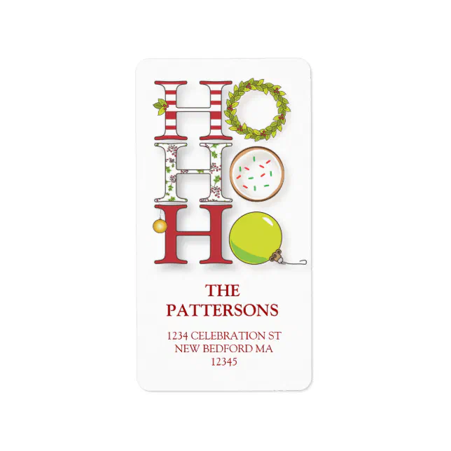 HO HO HO Happy Holiday Christmas Greeting Label | Zazzle