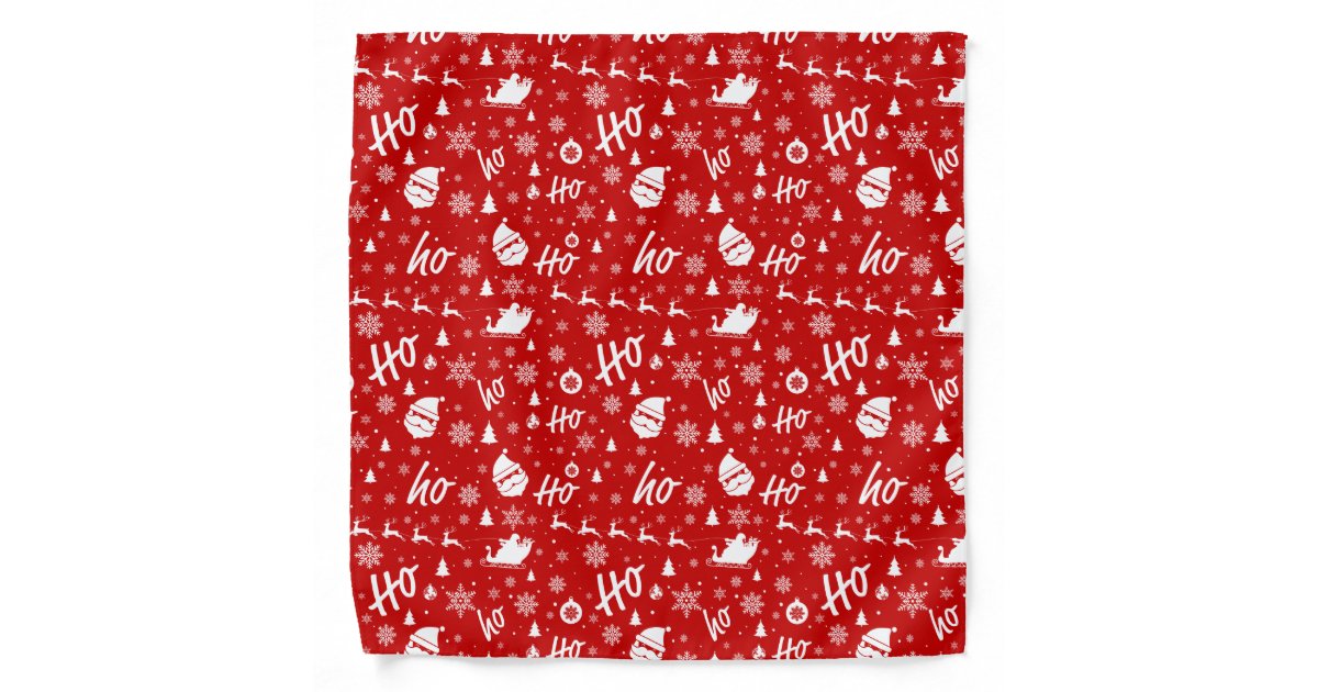 Ho Ho Ho Ho Red & White Christmas Pattern Bandana | Zazzle
