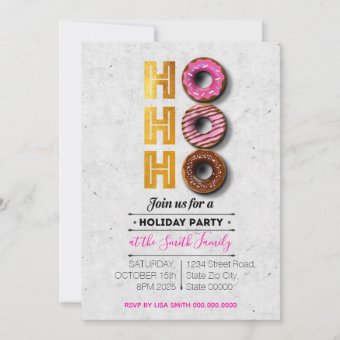 HO! HO! HO! Holiday Donuts Party Invitation | Zazzle