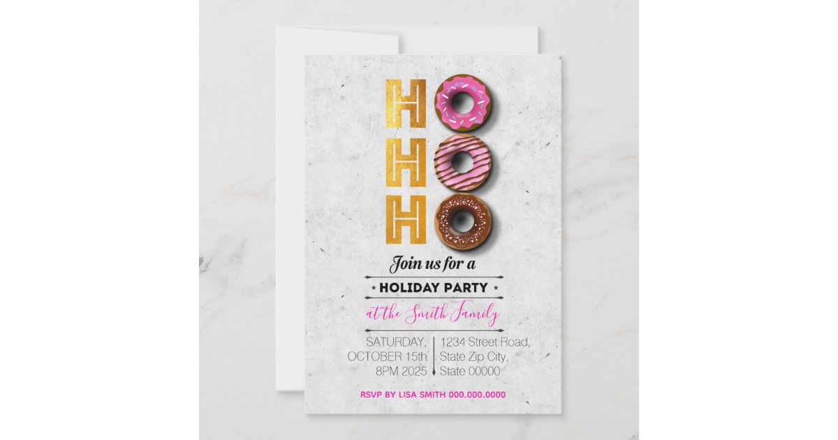HO! HO! HO! Holiday Donuts Party Invitation | Zazzle