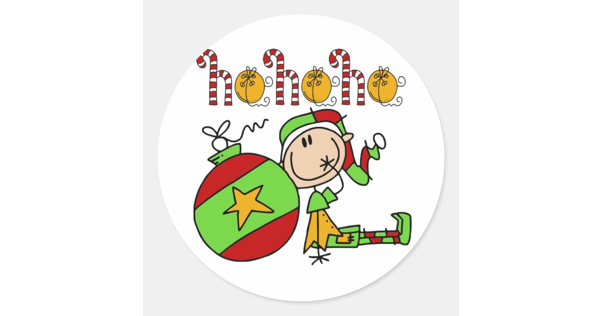 Ho Ho Ho Holiday Elf Classic Round Sticker | Zazzle
