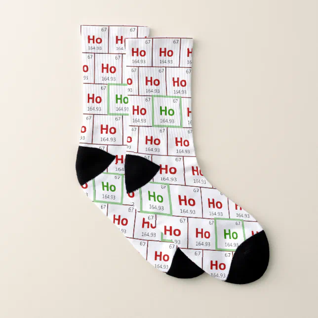 "Ho Ho Ho" Holiday Periodic Table Socks | Zazzle