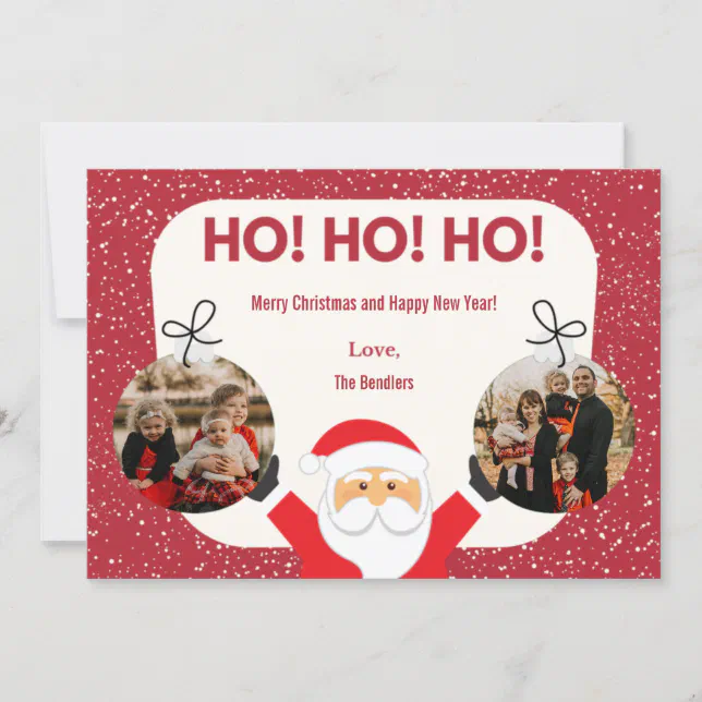 Ho! Ho! Ho! Multi Photo Holiday Card | Zazzle