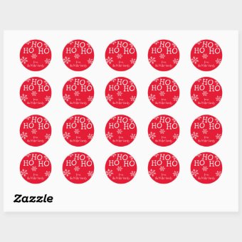 Ho Ho Ho Red Christmas Holiday Personalized Classic Round Sticker | Zazzle