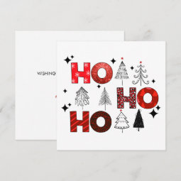 Ho Ho Ho Red Christmas Trees Winter holiday card | Zazzle
