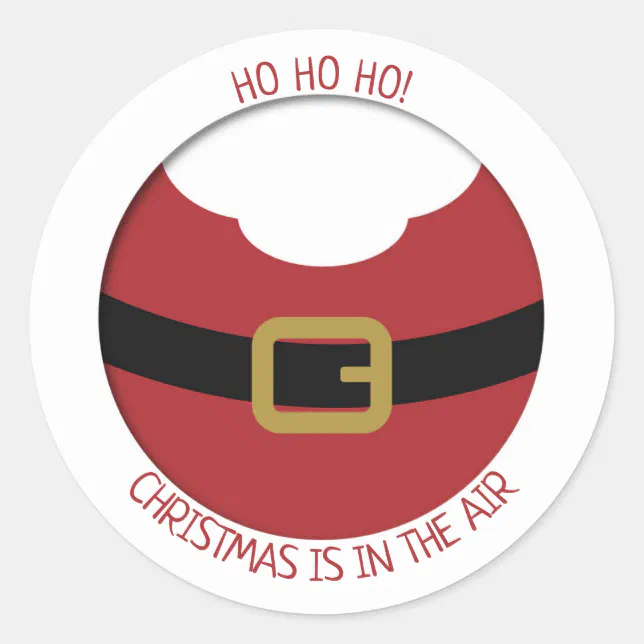 HO HO HO! Red Santa's belly with belt and beard Classic Round Sticker ...