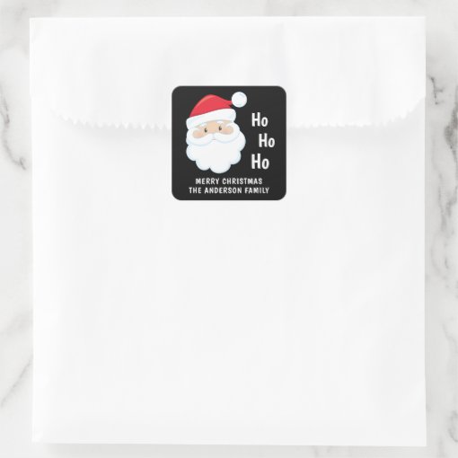 Ho Ho Ho Santa Face Christmas Personalized Square Sticker | Zazzle