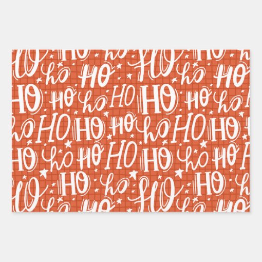 Ho Ho Ho Typography Pattern Cute Holiday Christmas Wrapping Paper ...