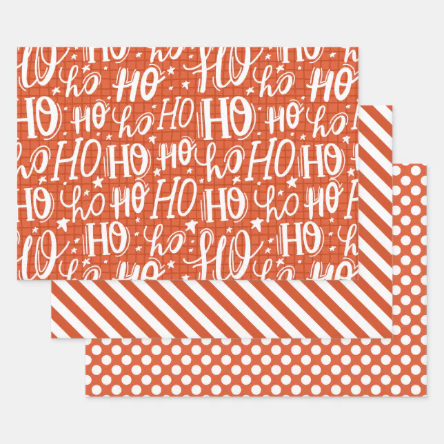 Ho Ho Ho Typography Pattern Cute Holiday Christmas Wrapping Paper ...