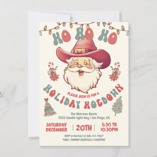 Ho Ho Hoedown Cowboy Santa Holiday Christmas Party Invitation | Zazzle