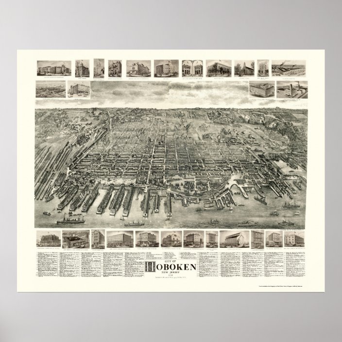 Hoboken, NJ Panoramic Map - 1904 Poster | Zazzle.com