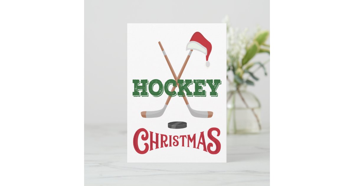 Hockey Christmas Holiday For Hockey Players Card | Zazzle