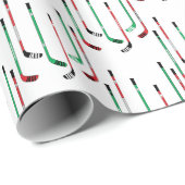 Hockey Christmas Red & Green Hockey Sticks Wrapping Paper | Zazzle