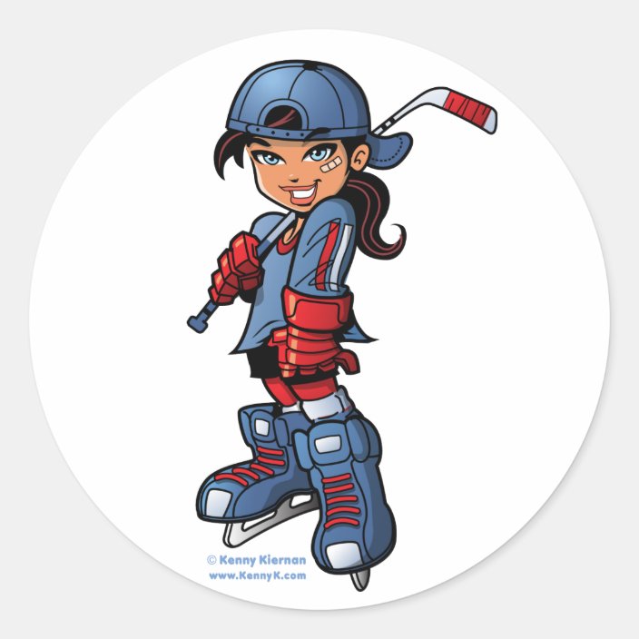 Hockey Girl 3" Round Stickers | Zazzle.com