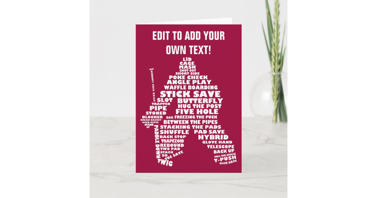 Hockey Goalie Text Art Greeting Card | Zazzle