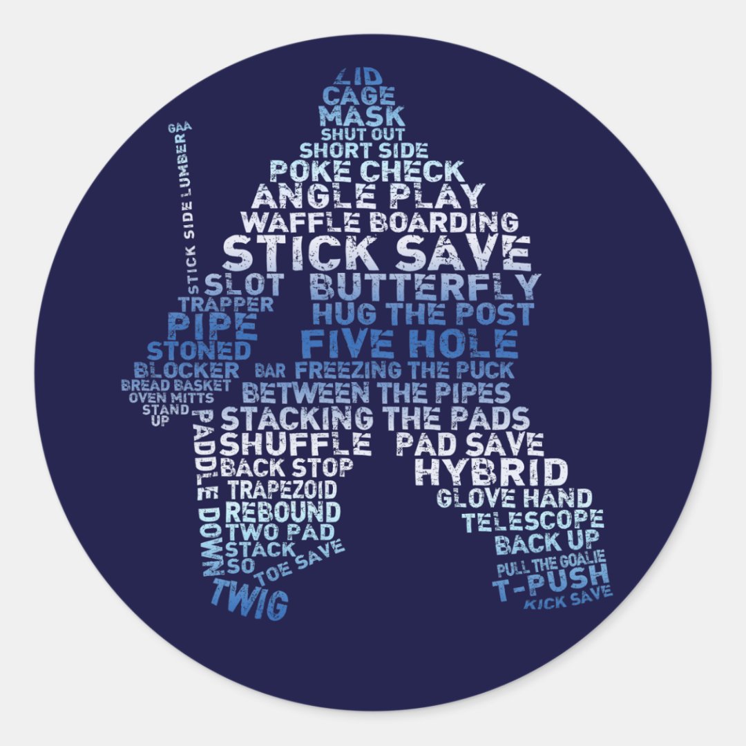 Hockey Goalie Text Stickers | Zazzle