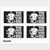 Hockey Goalie The Puck Stops Here Black White Rectangular Sticker | Zazzle