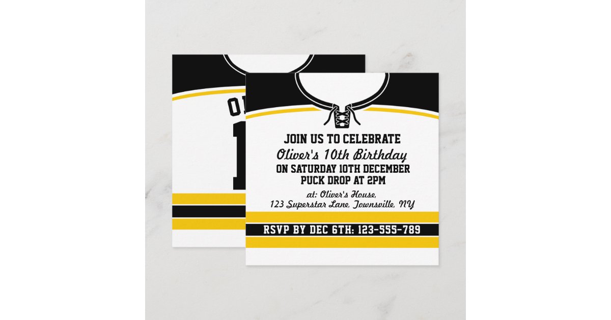 Hockey Jersey Themed Party Invites Template | Zazzle