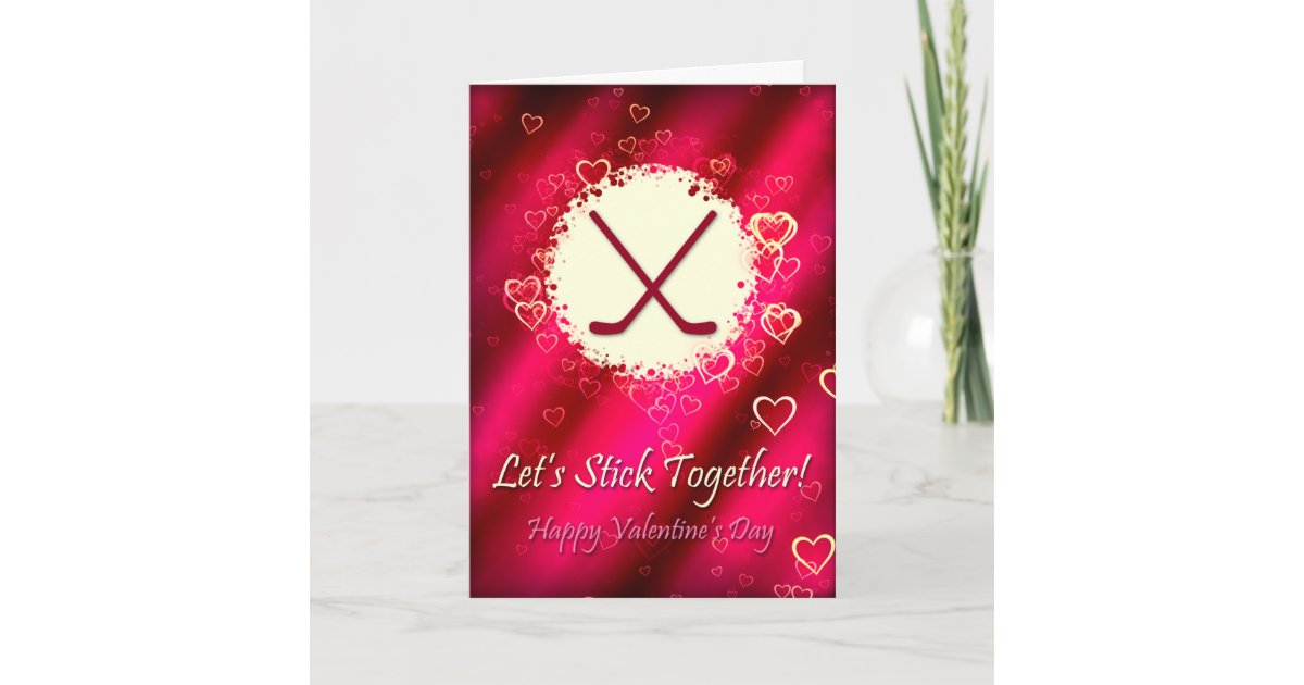 Hockey Let's Stick Together Valentine's Day Card | Zazzle