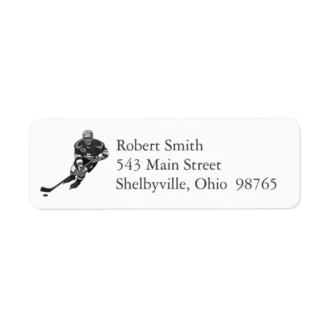 Hockey Player Return Address Labels | Zazzle