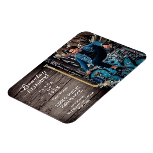 Hockey Player Sports Graduation Photo Announcement Magnet | Zazzle