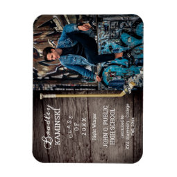 Hockey Player Sports Graduation Photo Announcement Magnet | Zazzle