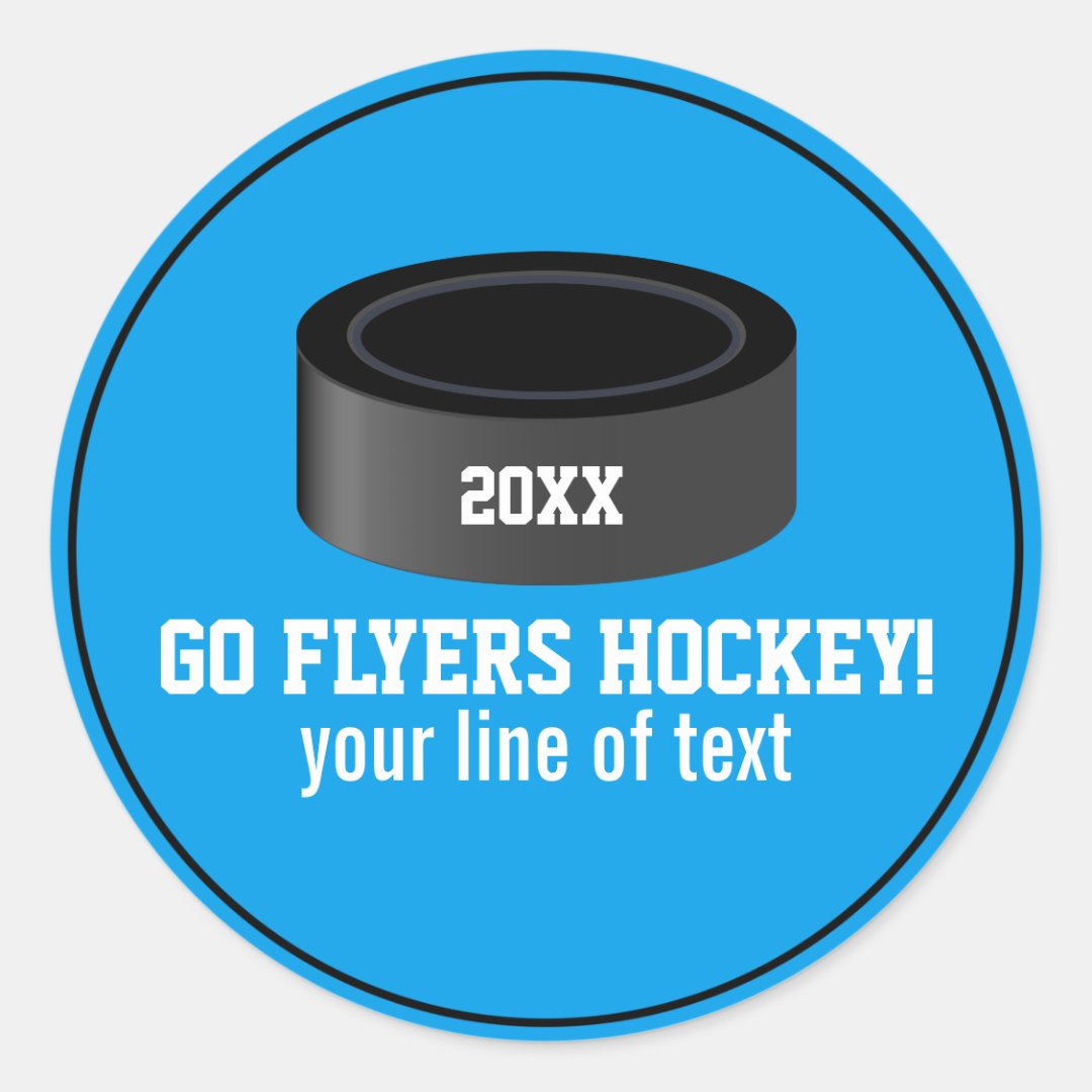 Hockey Puck Custom Team Name, Year, Your Text Classic Round Sticker ...