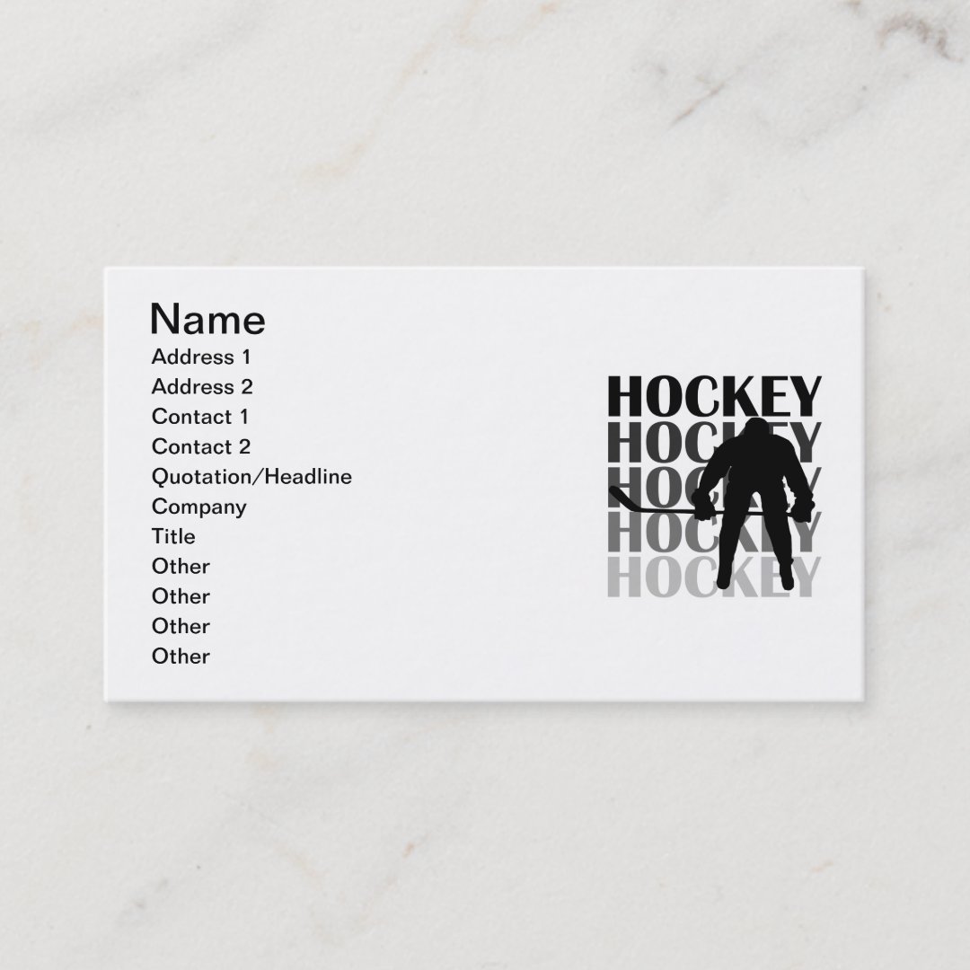 Hockey Silhouette T-shirts and Gifts Business Card | Zazzle